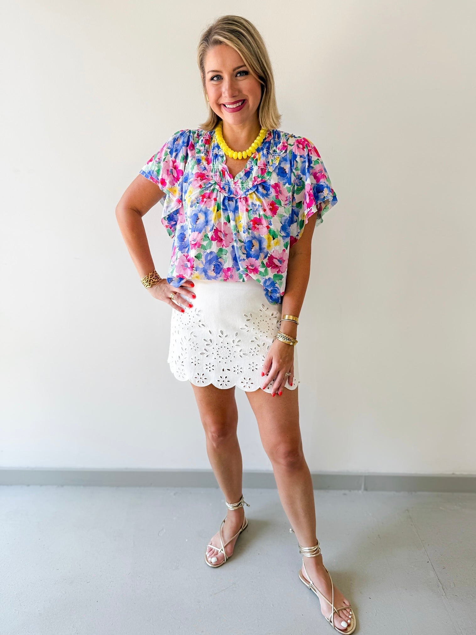 Ruffled V-Neck Floral Top – Private Gallery Boutique